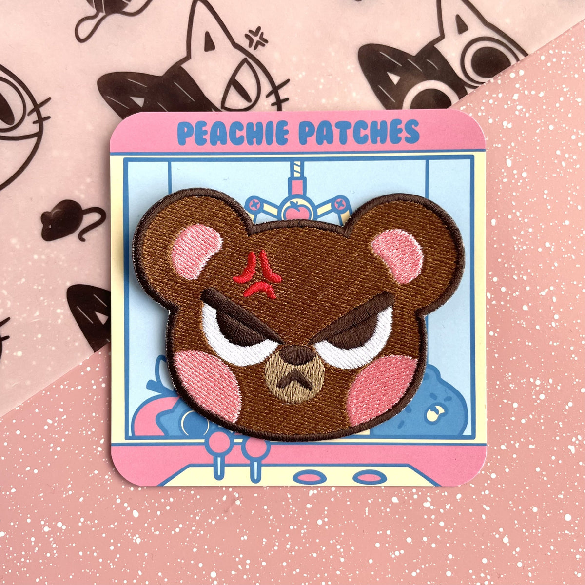 ANGRY BEAR EMBROIDERED IRON ON PATCH – Peachie Patches